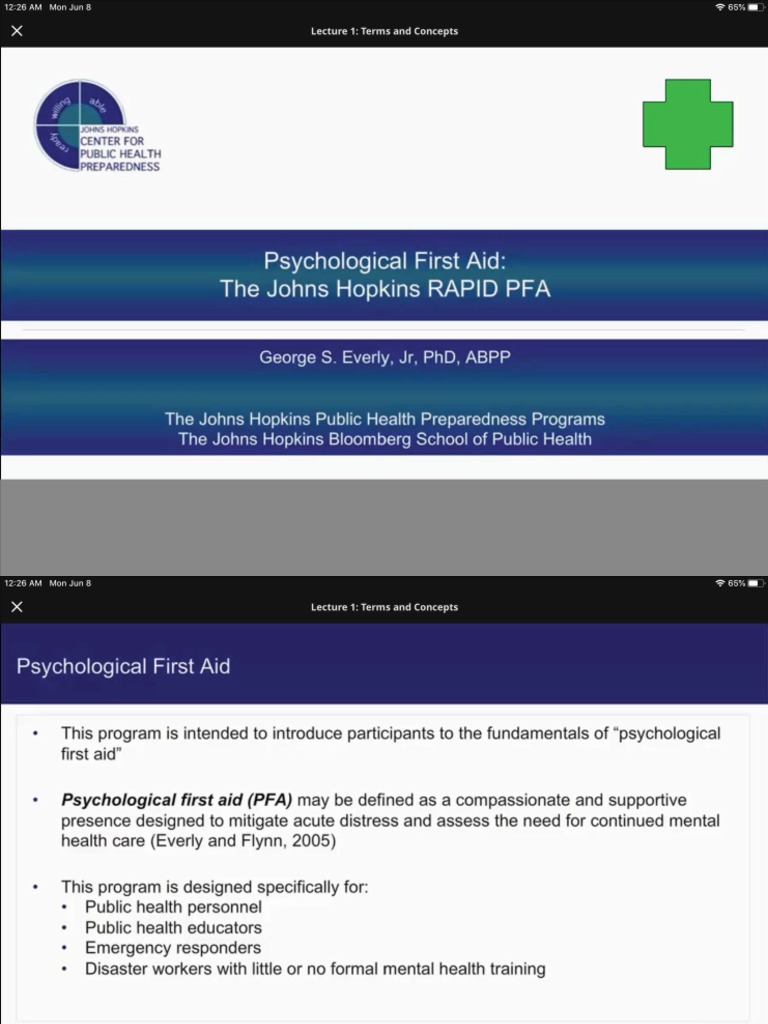 Psychological First Aid - Lecture 1: Terms and Concepts | PDF ...