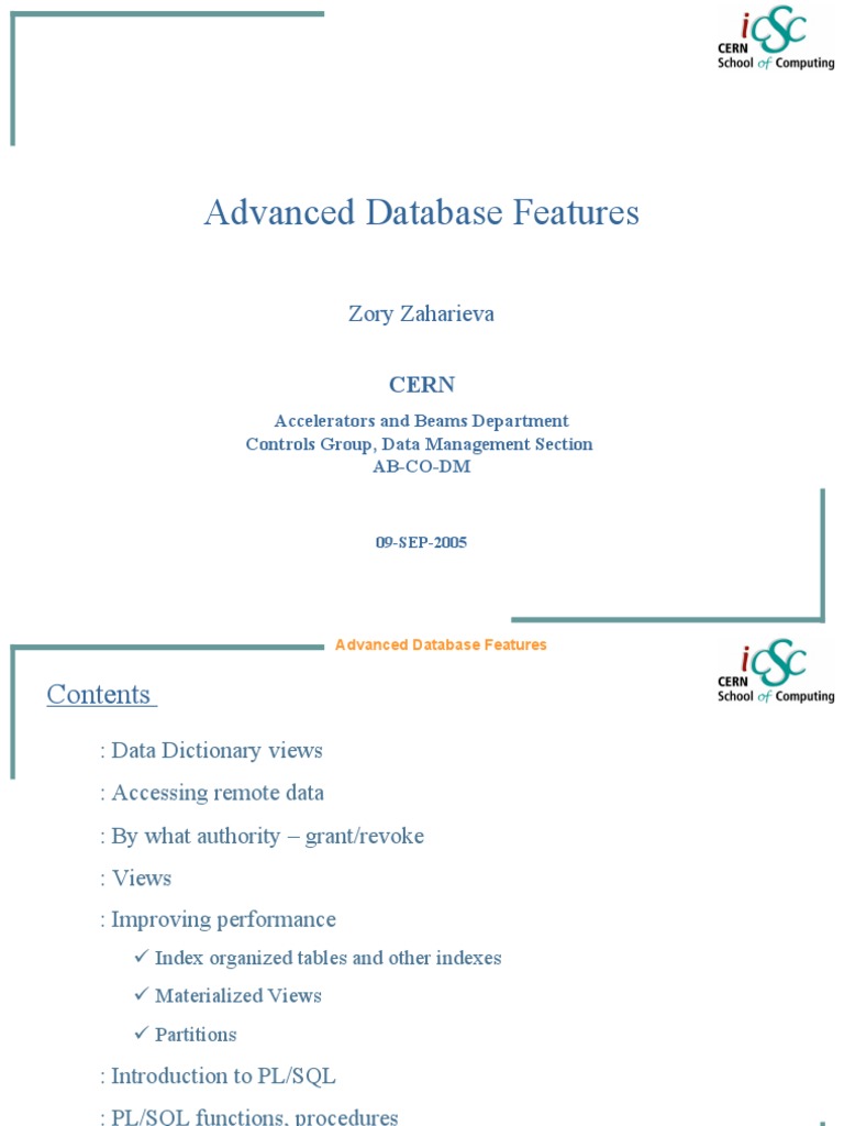 CSC Advanced DB Features1 | PDF | Oracle Database | Database Index