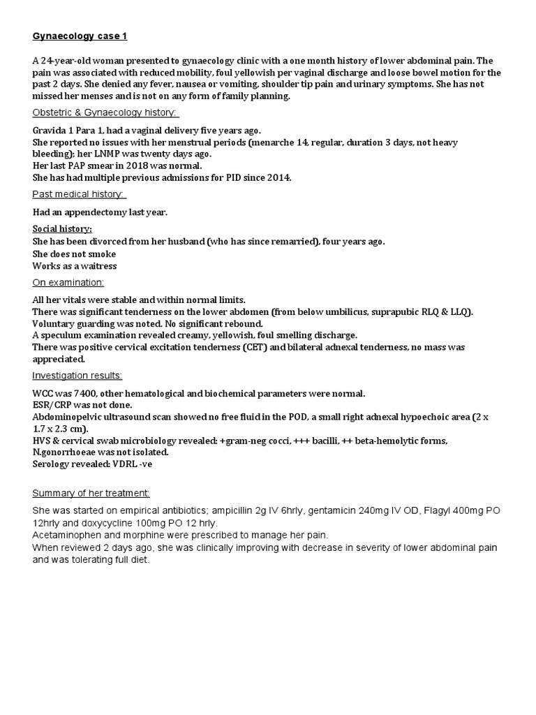 Gynaecology Case 1 | PDF | Vagina | Gynaecology