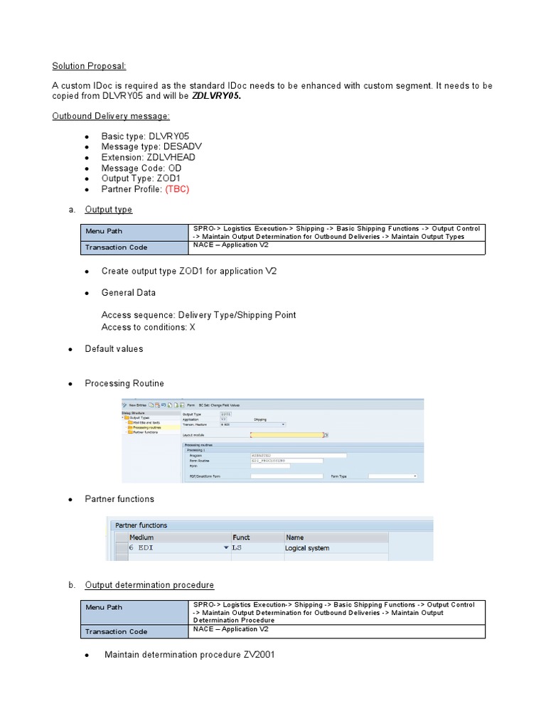 SAP - Customizing For Outbound Delivery Idoc 1.0 | PDF | Computers