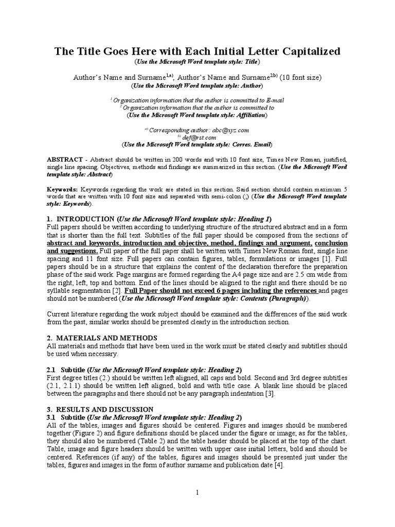 The Title Goes Here With Each Initial Letter Capitalized | PDF ...