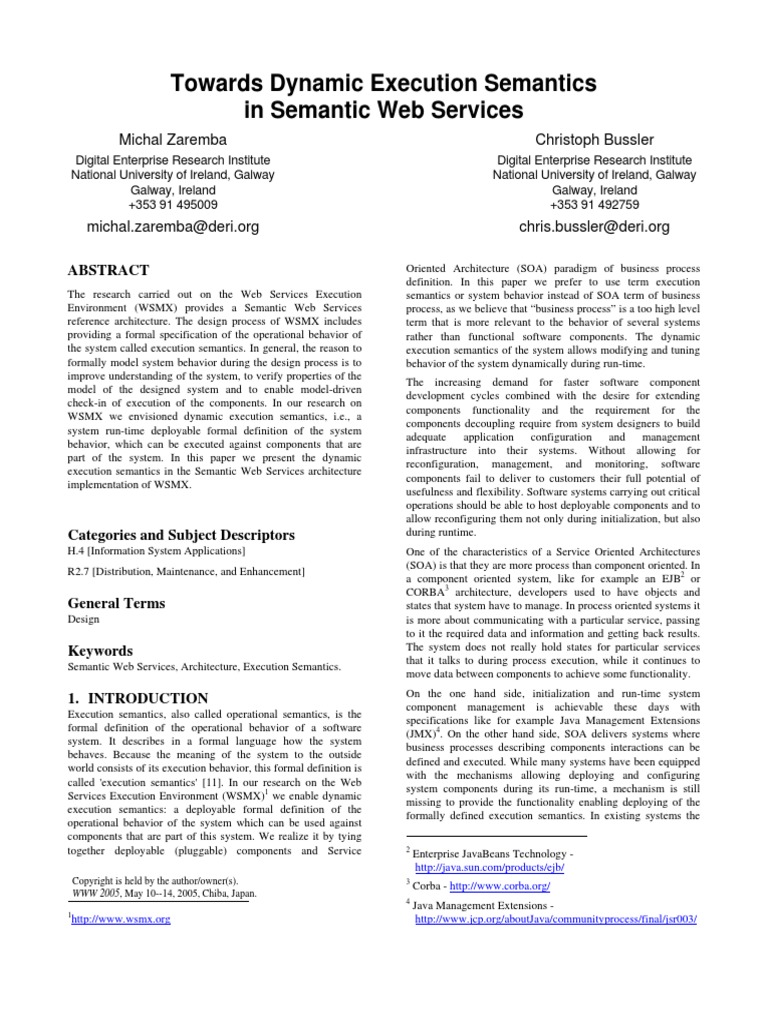 Towards Dynamic Execution Semantics in Semantic Web Services | PDF | Service Oriented ...