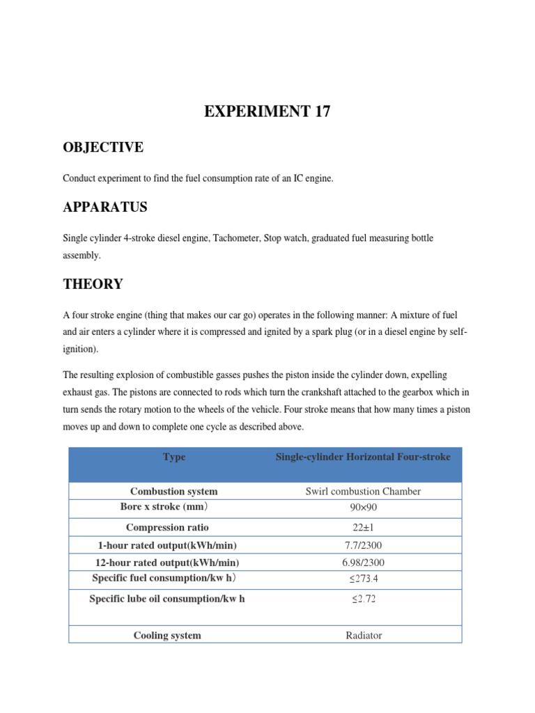 Experiment 17: Objective | PDF | Engines | Diesel Engine