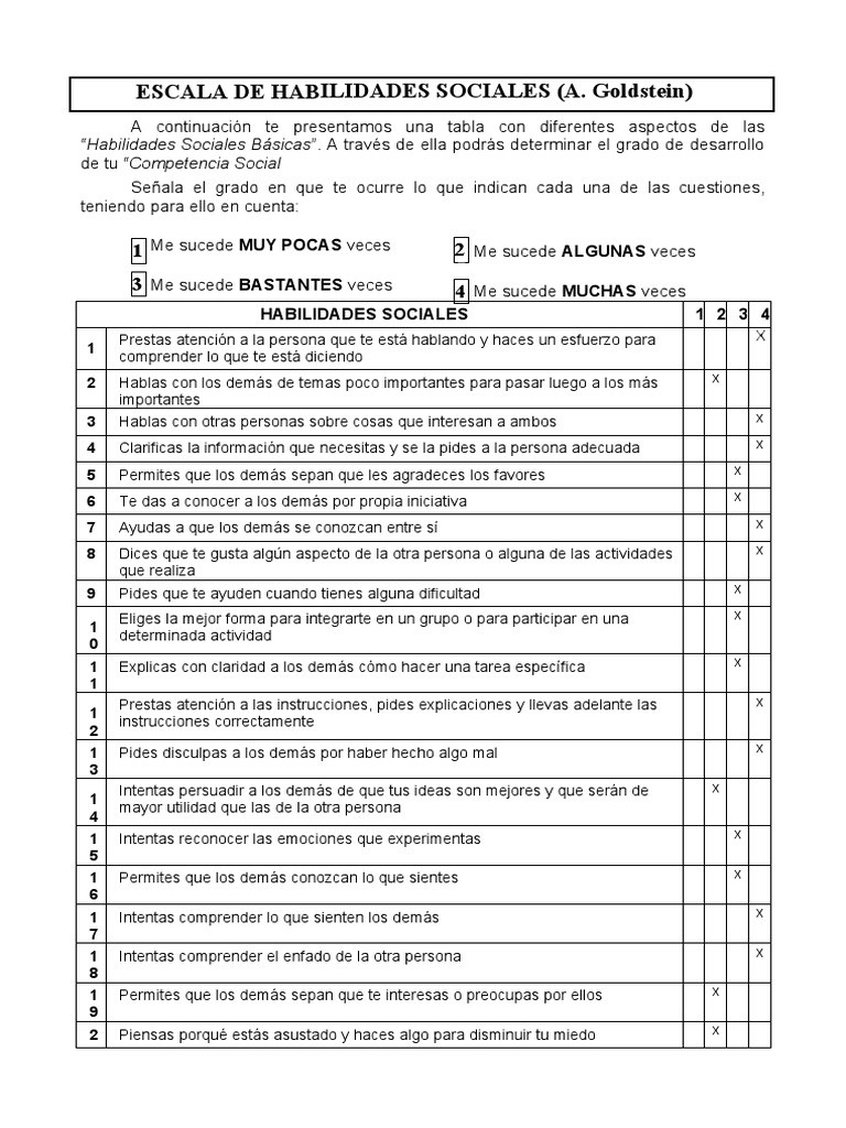 Análisis de habilidades sociales: Una herramienta de autoevaluación ...