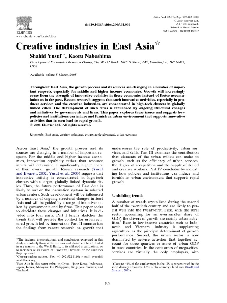 Creative Industries in East Asia | Download Free PDF | Economic Growth ...