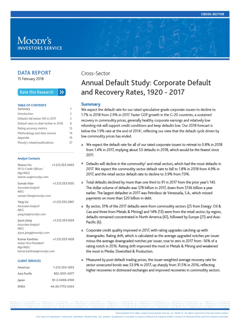 Moodys Default Rate PDF | PDF | Bond Market | Debt
