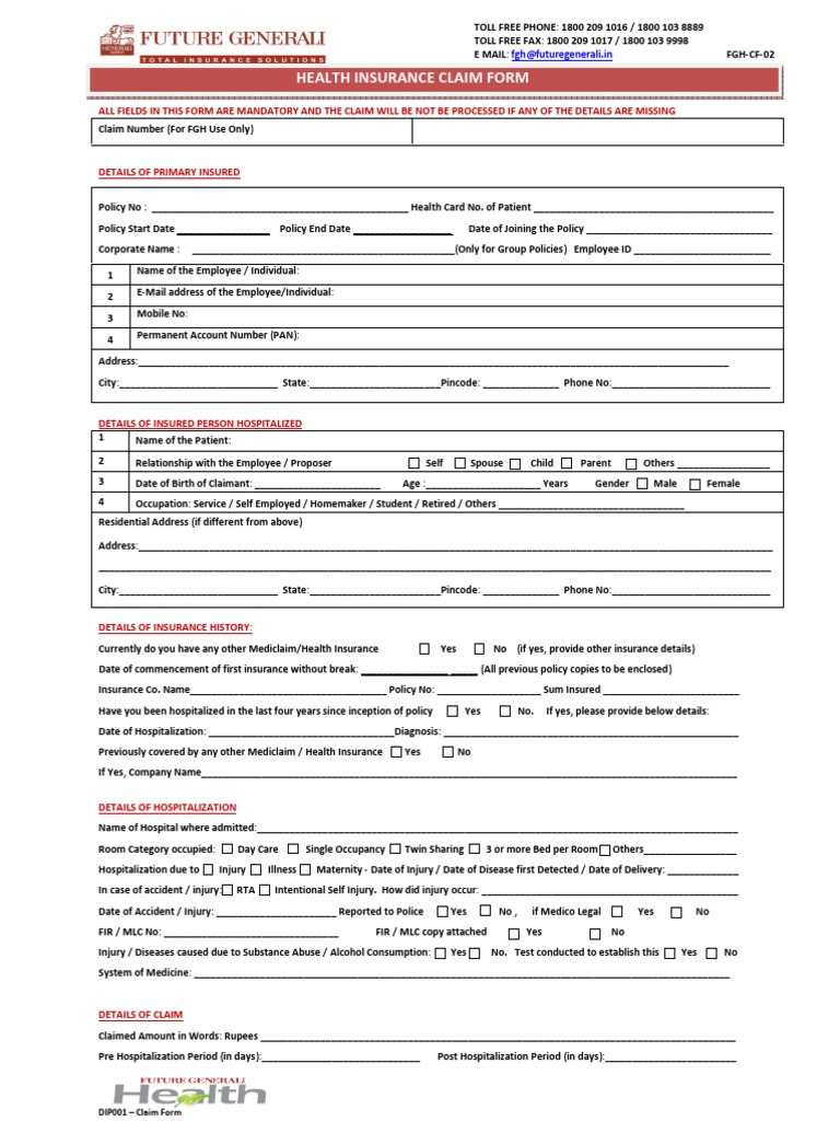 Claim Form | PDF | Cheque | Medical Record