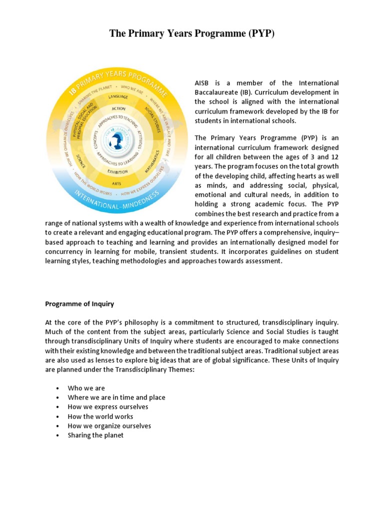 The Primary Years Programme (PYP) | PDF | Curriculum | Inquiry