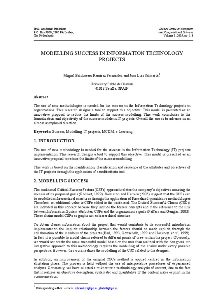 Modelling Success in Information Technology Projects | PDF ...