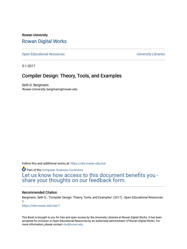 Compiler Design - Theory Tools and Examples PDF | PDF | Compiler | Parsing Compiler Design - Theory Tools and Examples PDF | PDF | Compiler | Parsing
