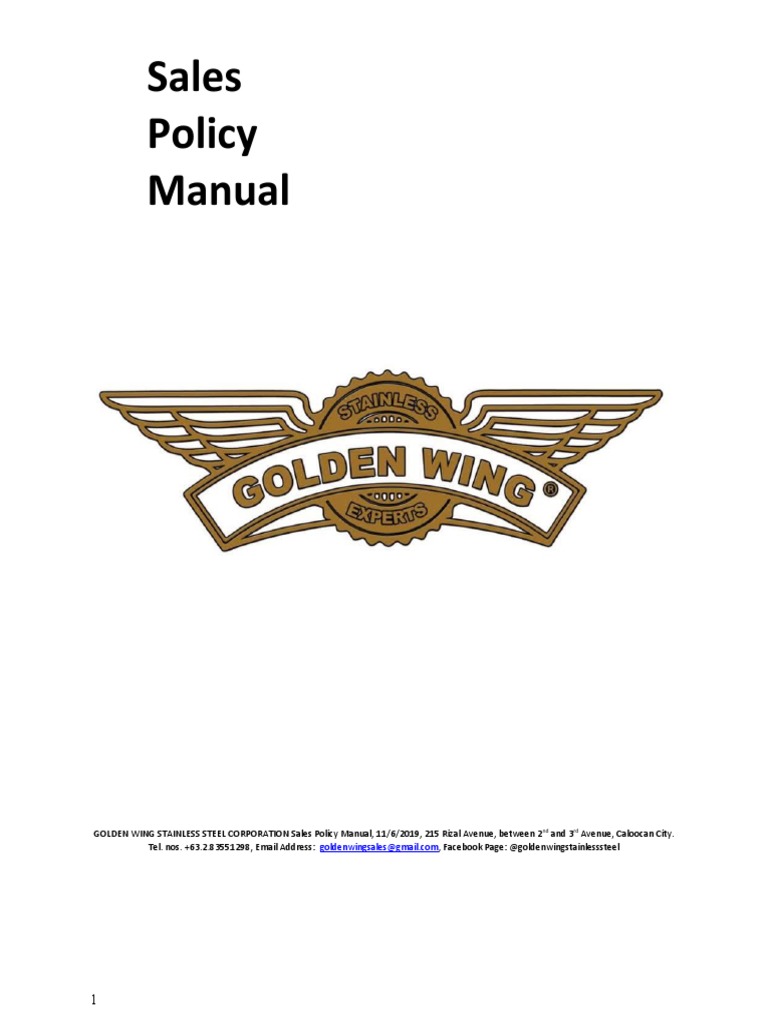 Sales Policy Manual: ND RD | PDF | Sales | Specification (Technical ...
