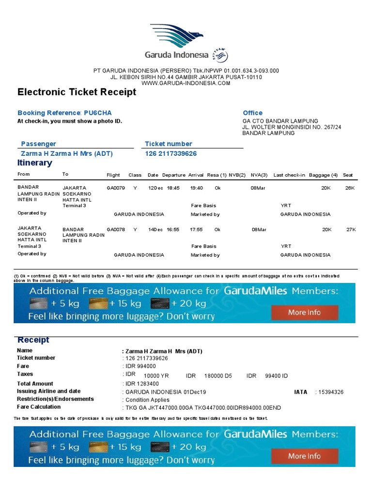Electronic Ticket Receipt: Itinerary | PDF | Aviation | Business