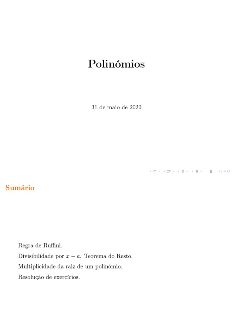 S6 - Regra de Ruffini - Teorema Do Resto - Multiplicidade Da Raiz | PDF ...