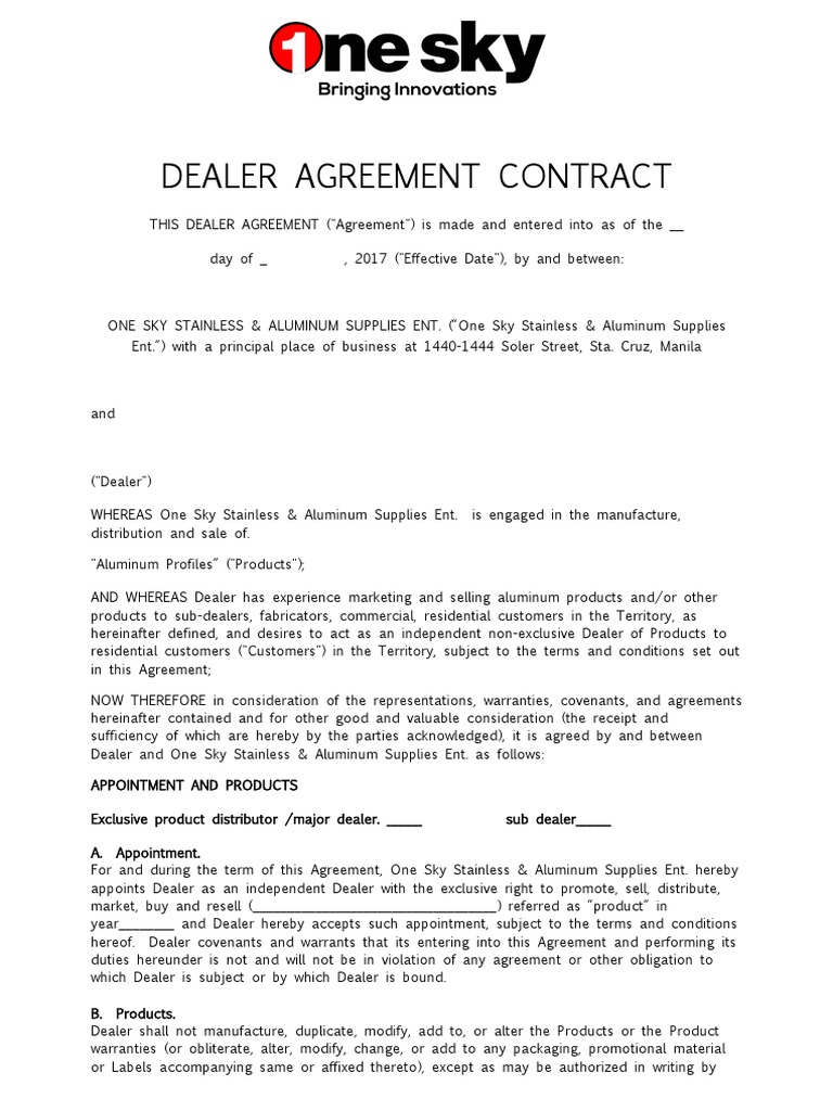 Revised Dealership Contract | Download Free PDF | Intellectual Property ...
