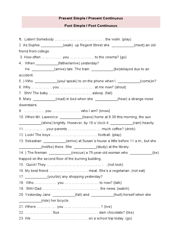 Present-Simple-Or-Present-Continuous - Past Simple - Past Continuous | PDF