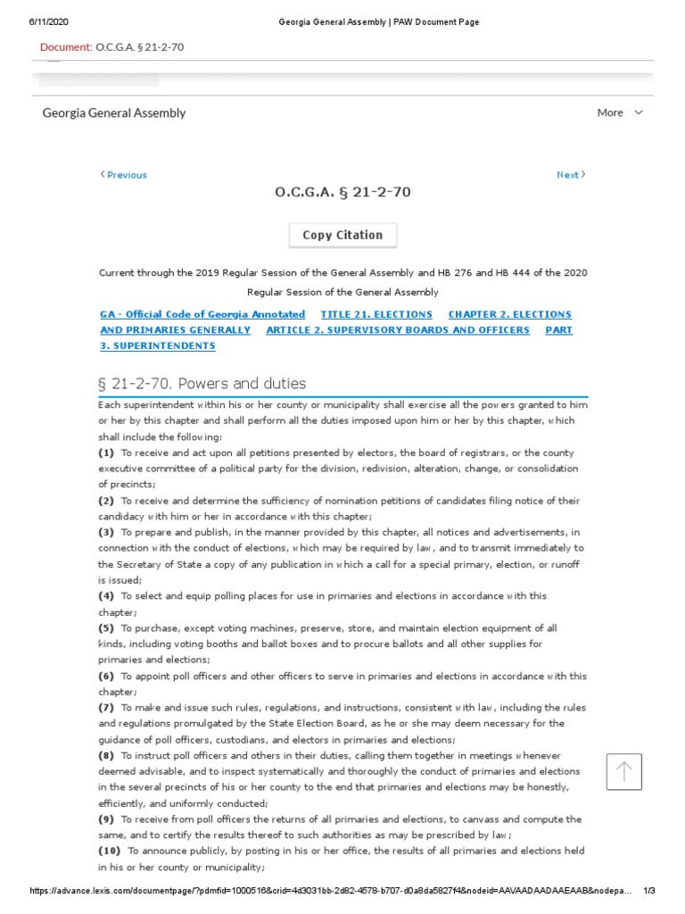 OCGA 21-2-70 Local superintendent election powers and duties | Oath Of ...