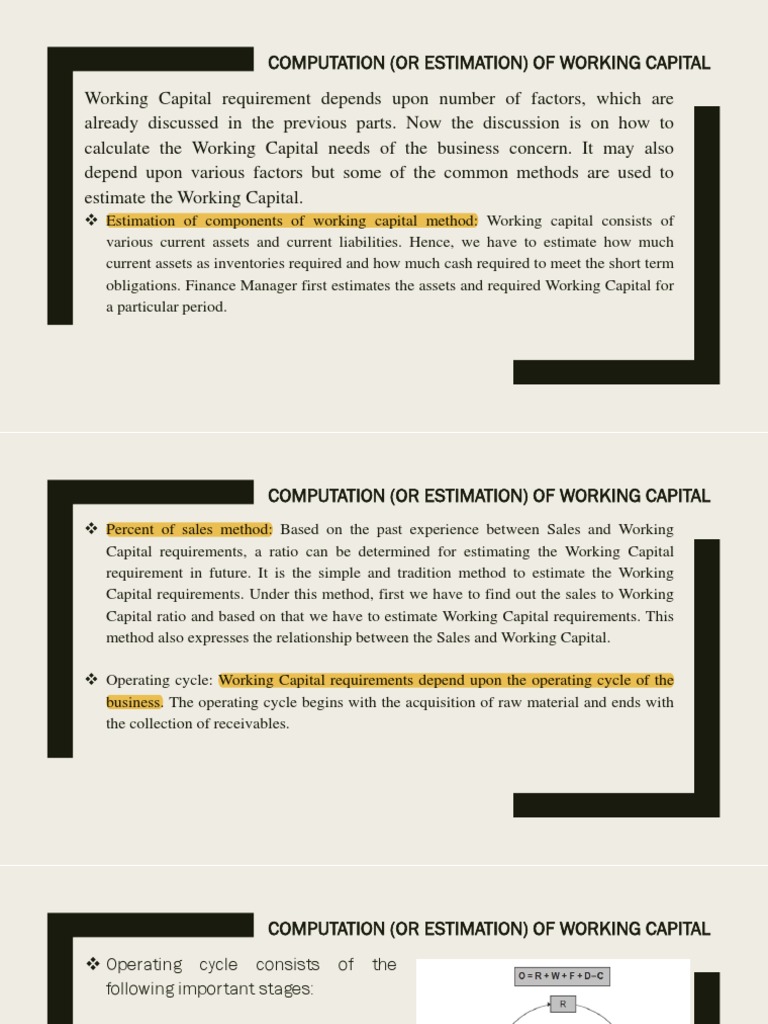 Working Capital Estimation Methods | PDF | Working Capital | Capital ...