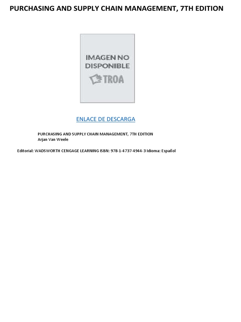 Purchasing and Supply Chain Management, 7TH Edition | PDF | Foreign ...