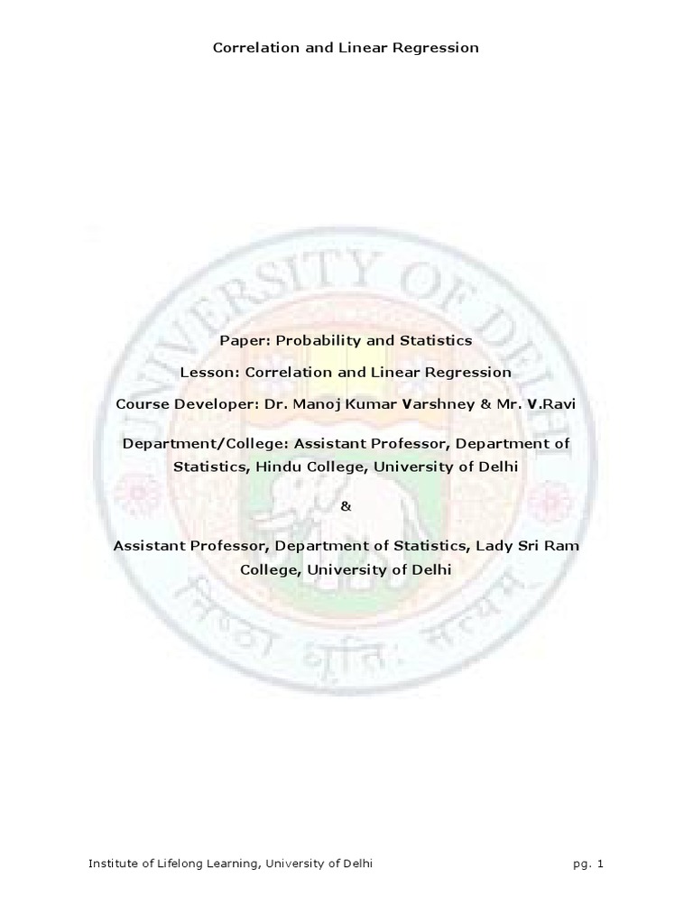 Correlation and Linear Regression | PDF | Correlation And Dependence | Regression Analysis