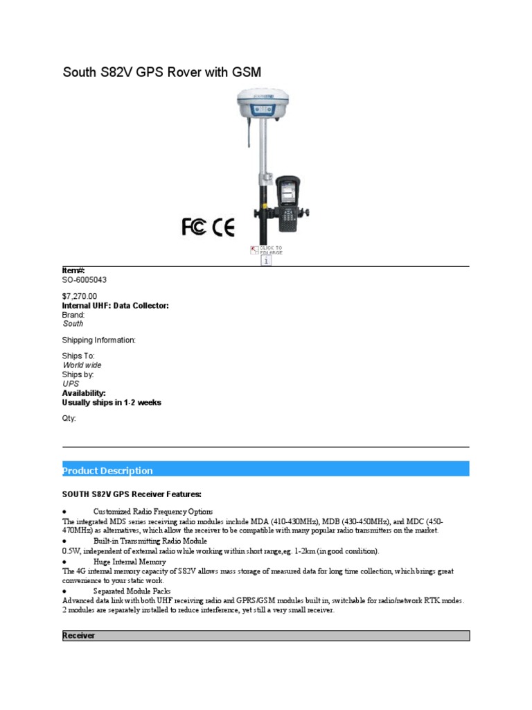 South S82V GPS Rover With GSM | PDF | General Packet Radio Service | Radio