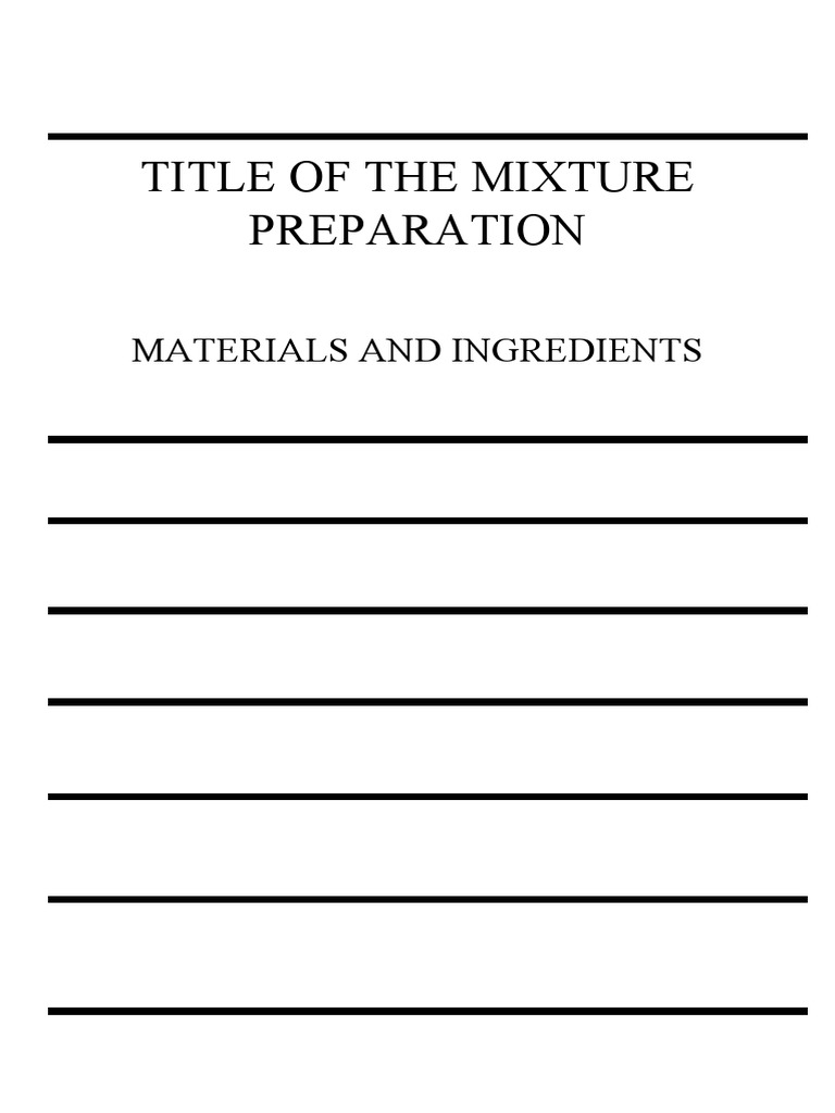 Title of The Mixture Preparation | PDF