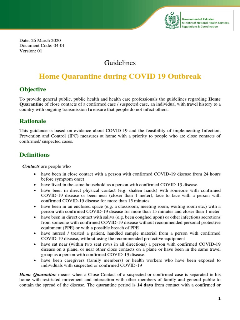 Home Quarantine During COVID 19 Outbreak: Guidelines | PDF | Hand ...