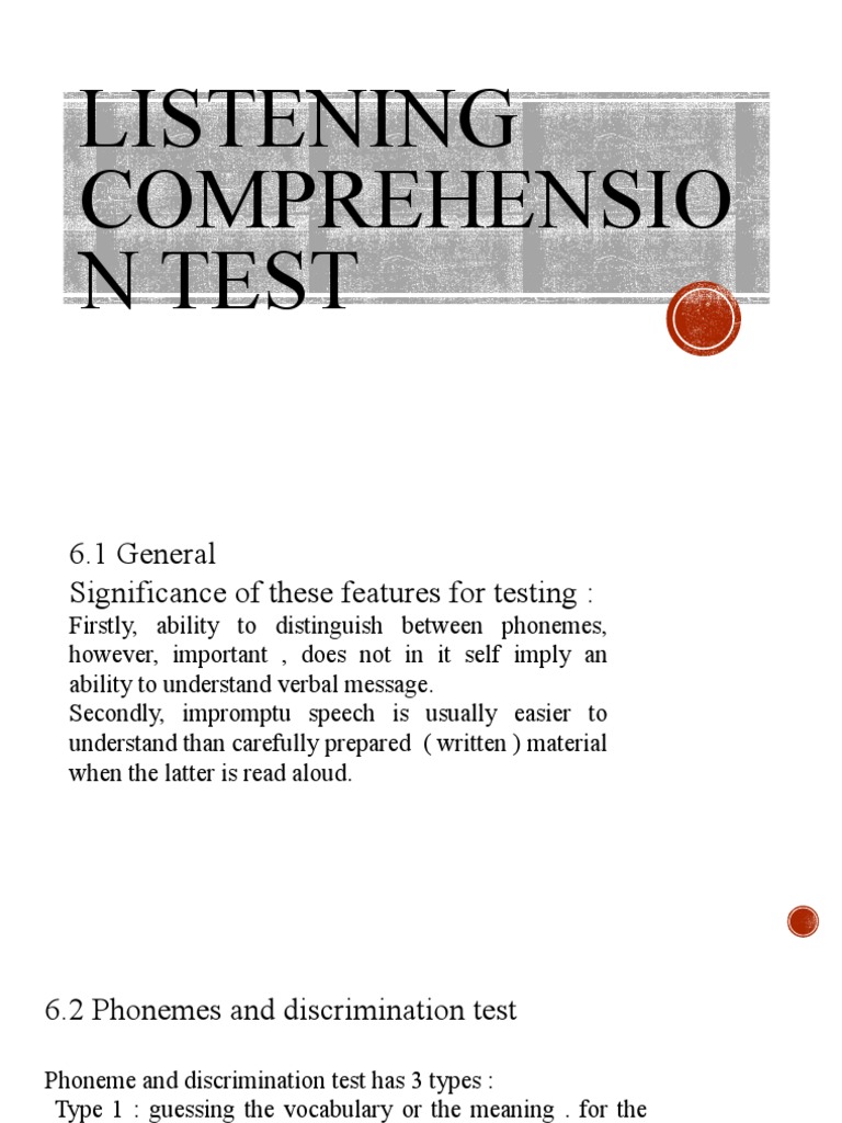 Listening Comprehension Test | PDF | Reading Comprehension | Stress ...