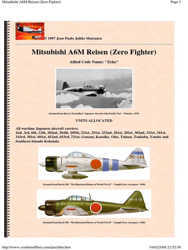 Mitsubishi A6M Reisen (Zero Fighter) | PDF | Aircraft Configurations ...