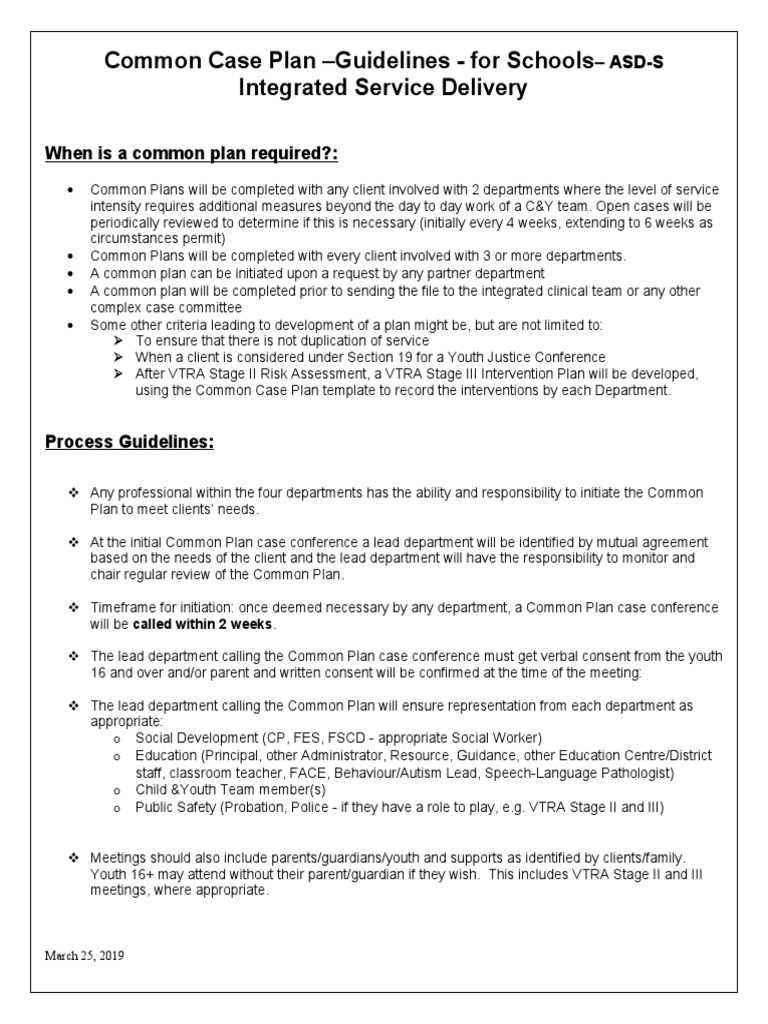 Common Case Plan - Guidelines - For Schools Integrated Service Delivery ...