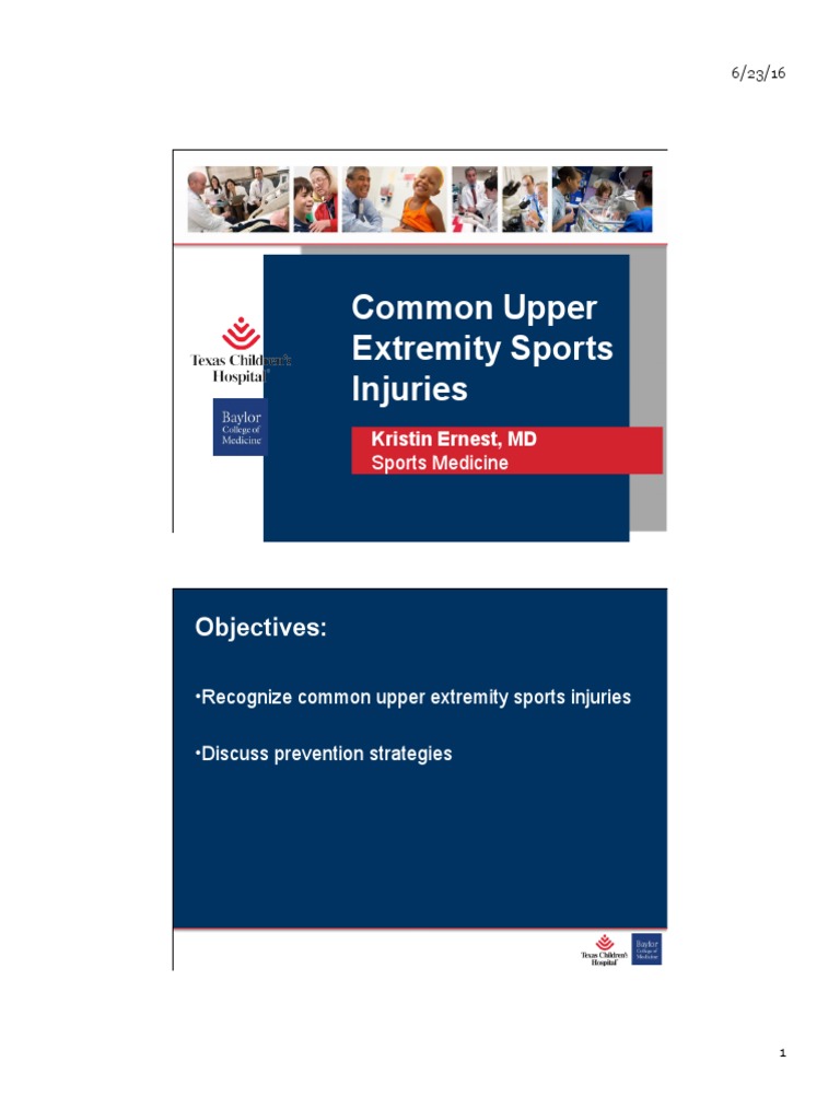 Common Upper Extremity Sports Injuries: Objectives | PDF | Elbow | Shoulder