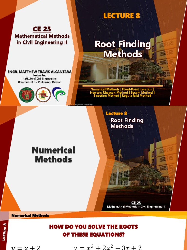 Lecture 8 - Root Finding Methods PDF | PDF | Numerical Analysis | Equations