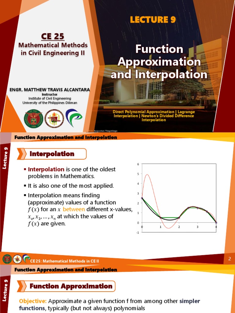 Lecture 9 - Function Approximation and Interpolation | PDF ...