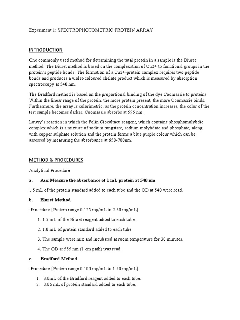 BIO 462 Experiment 1 | Download Free PDF | Cell Biology | Biology