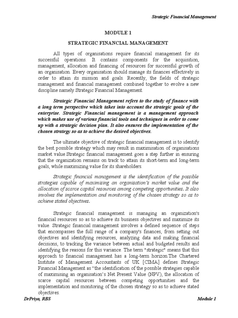 Strategic Financial Management | PDF | Book Value | Valuation (Finance)