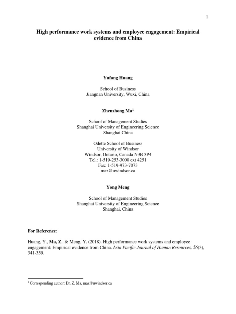 High Performance Work Systems and Employee Engagement: Empirical ...