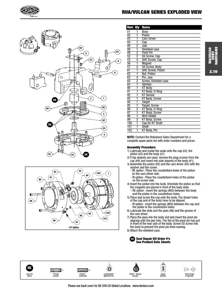 RUA and VULCAN Series Exploded View | PDF | Screw | Piston