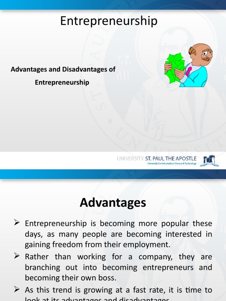 Entrepreneurship: Advantages and Disadvantages of Entrepreneurship ...
