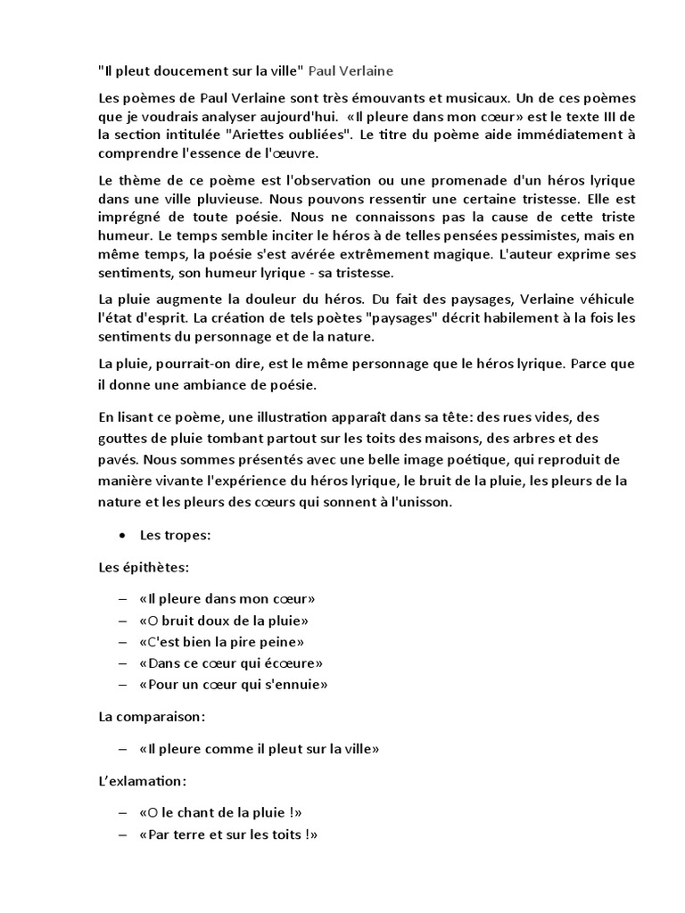 Il Pleut Doucement Sur La Ville | PDF | Classiques
