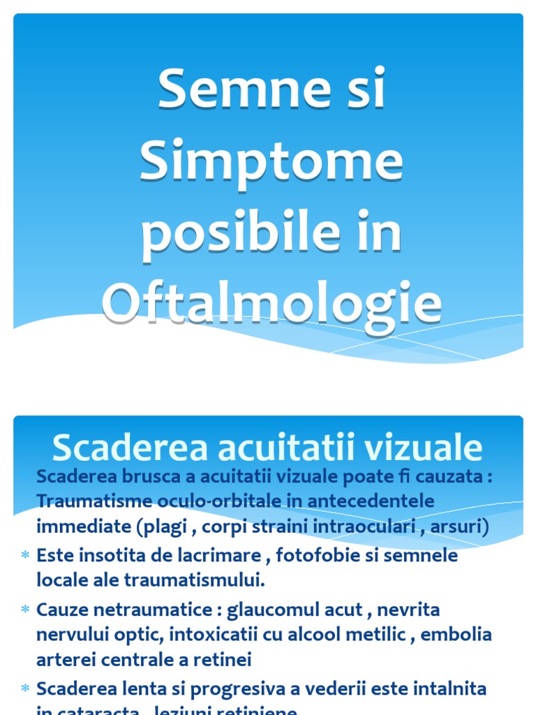 7.semne Si Simptome in Oftalmologie | PDF