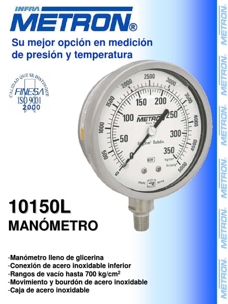 Ficha Técnica de Manómetro 10150L | PDF | Medida de presión | Ciencias ...