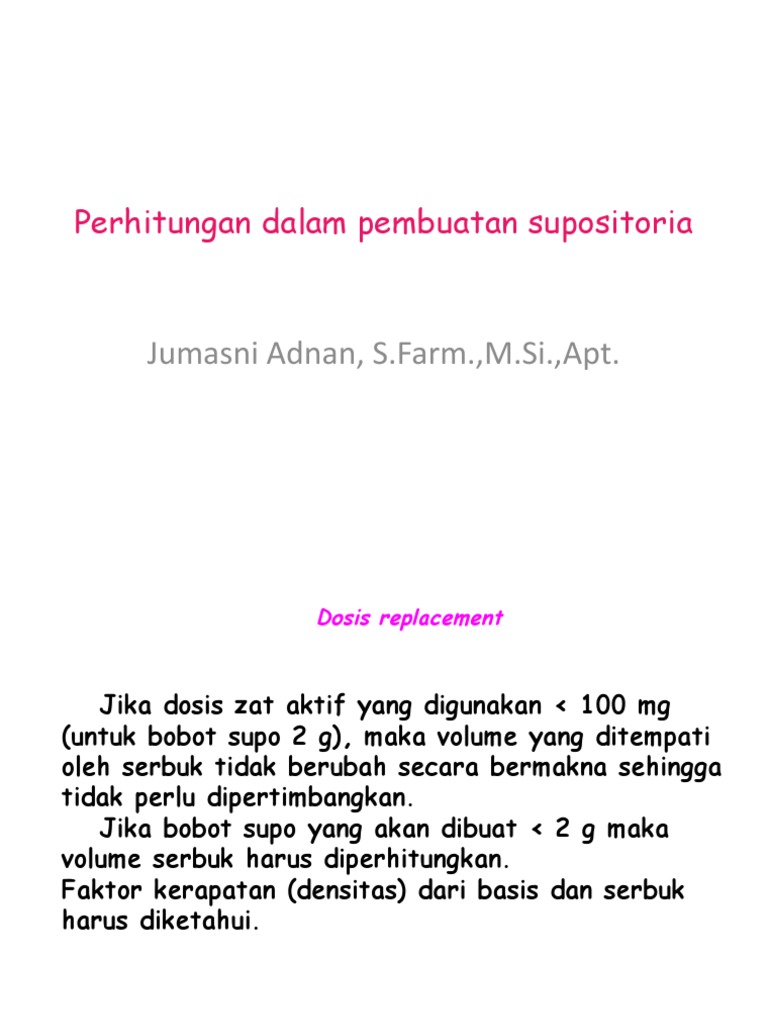 Perhitungan Dalam Pembuatan Supositoria | PDF