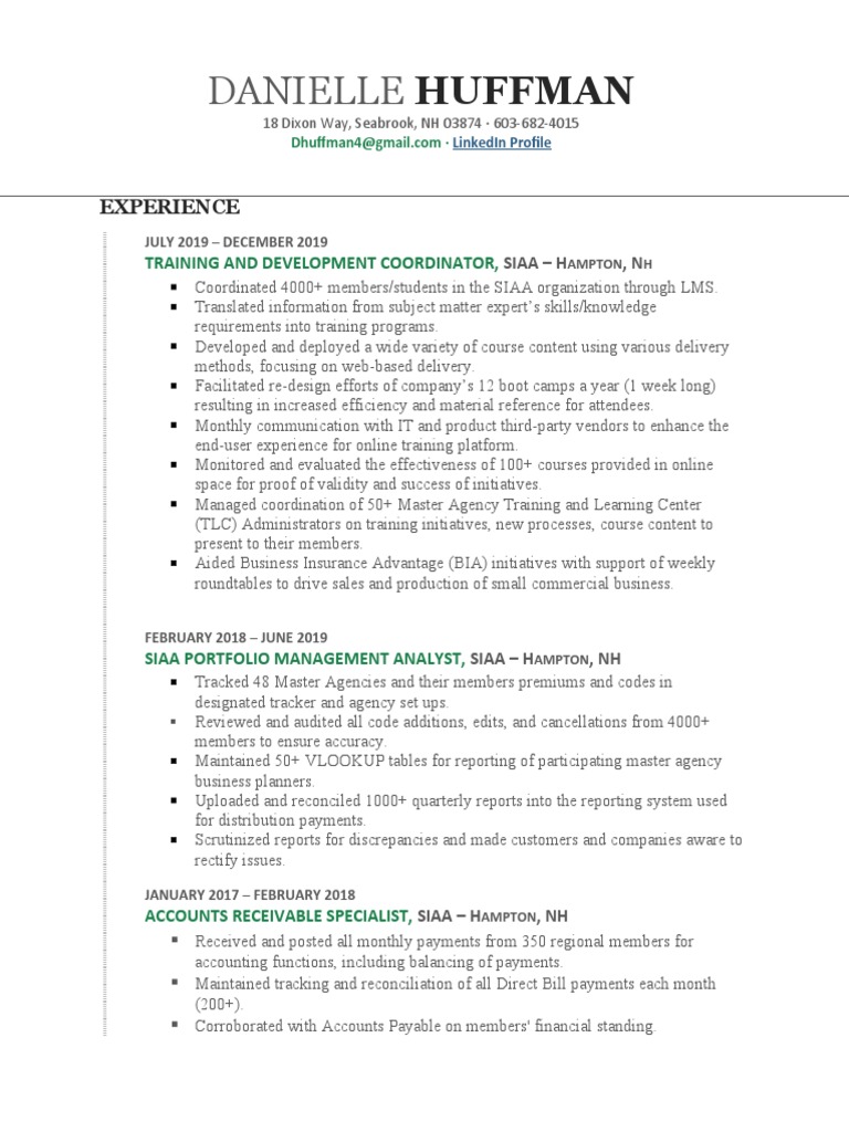 Resume Danielle Huffman | PDF | Learning | Business