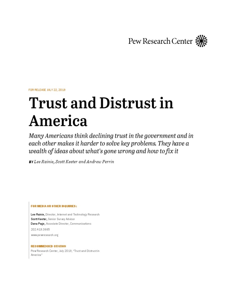 Trust Distrust in America Report 2019 | Download Free PDF | Republican ...