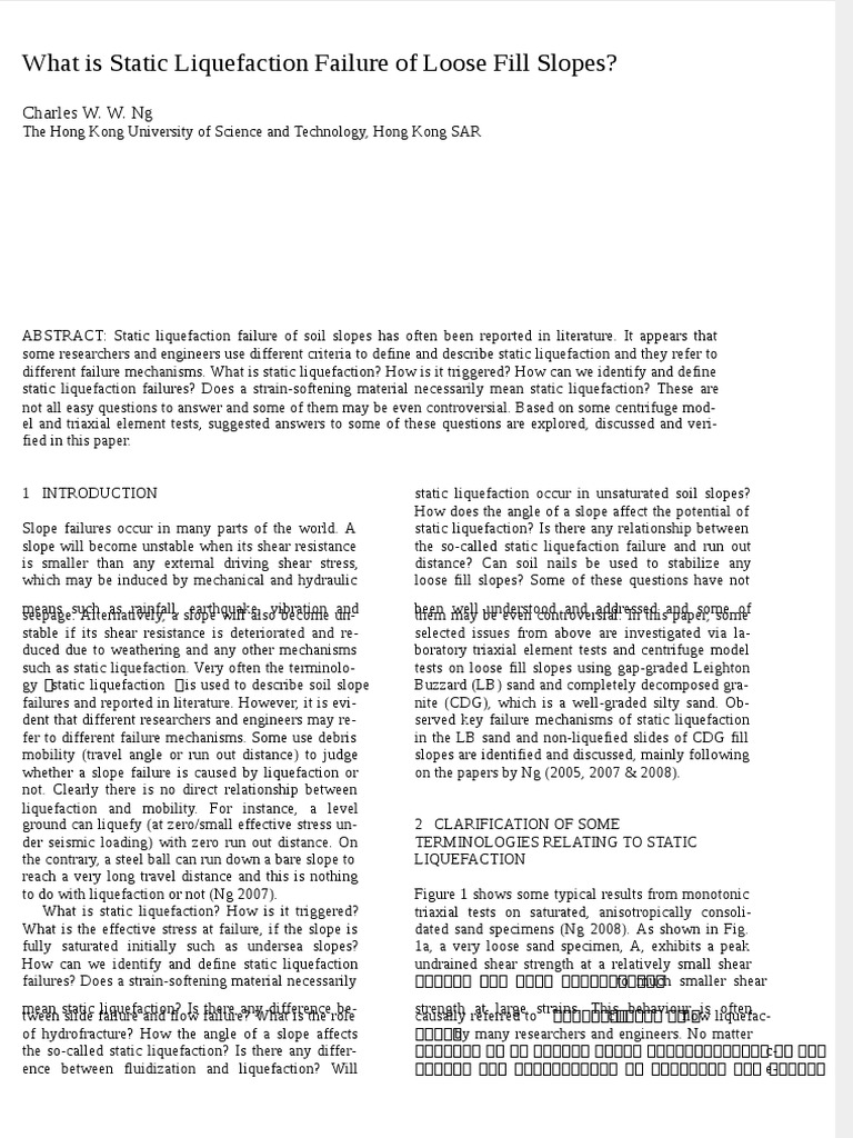 Understanding Static Liquefaction in Slopes | PDF | Soil Mechanics ...