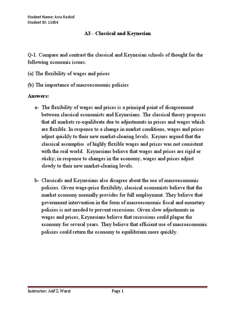 Classical vs. Keynesian Economic Theories | PDF | Keynesian Economics ...