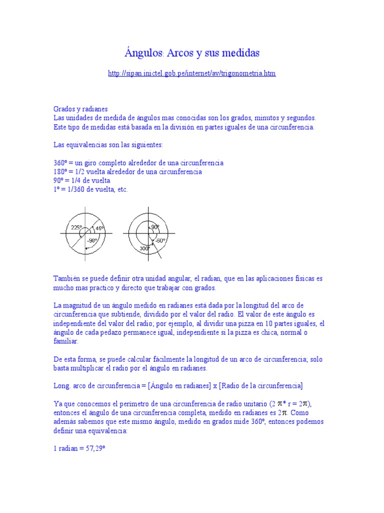 Ángulos Arcos y Sus Medidas | PDF | Funciones trigonométricas ...