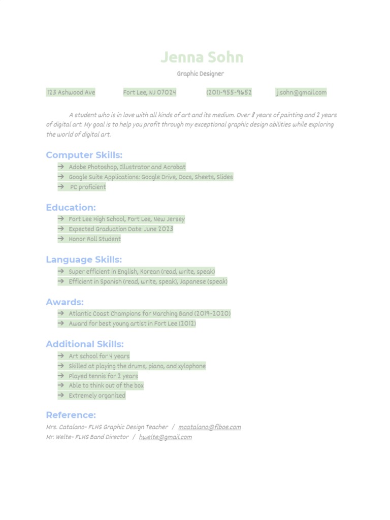 Jenna Sohn - Graphic Design Resume Draft | PDF