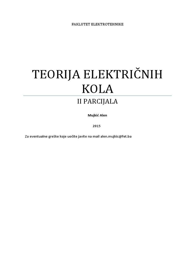 (Skripta) Teorija Elektricnih Kola - Analiza U S Domenu | PDF