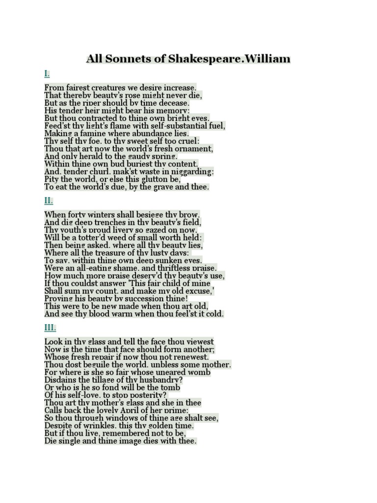 Shakespeare's Sonnets Analysis | PDF | Love | Thou