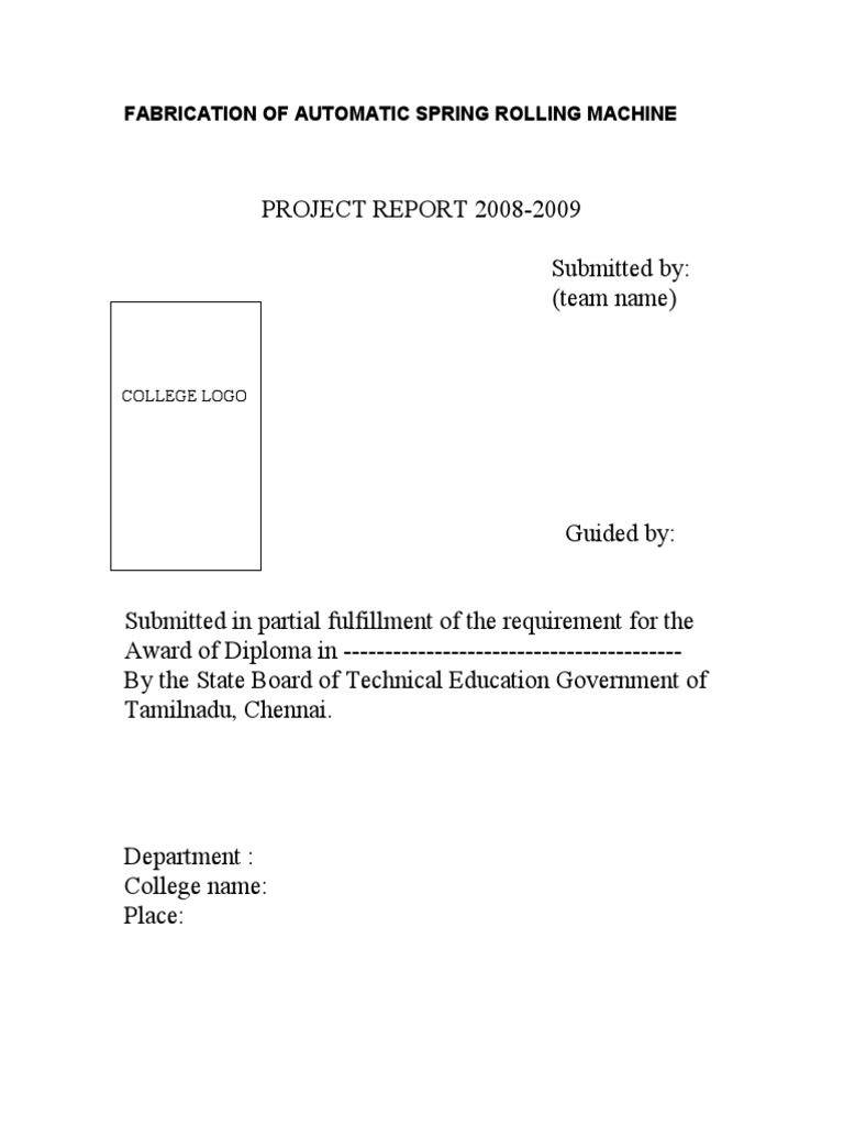 Fabrication of Automatic Spring Rolling Machine | PDF | Belt ...